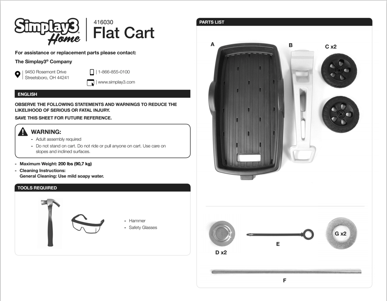 Heavy Duty Flat Bed Cart | Easy Haul - Over 200 lb capacity